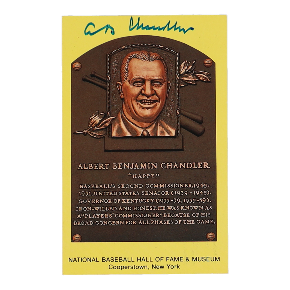 Albert "Happy" Chandler Signed Hall of Fame Plaque Postcard (Beckett ...