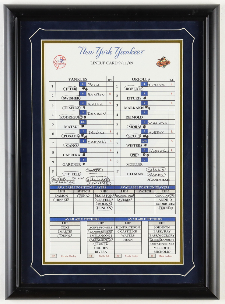Yankees Custom Framed Lineup Card | Pristine Auction