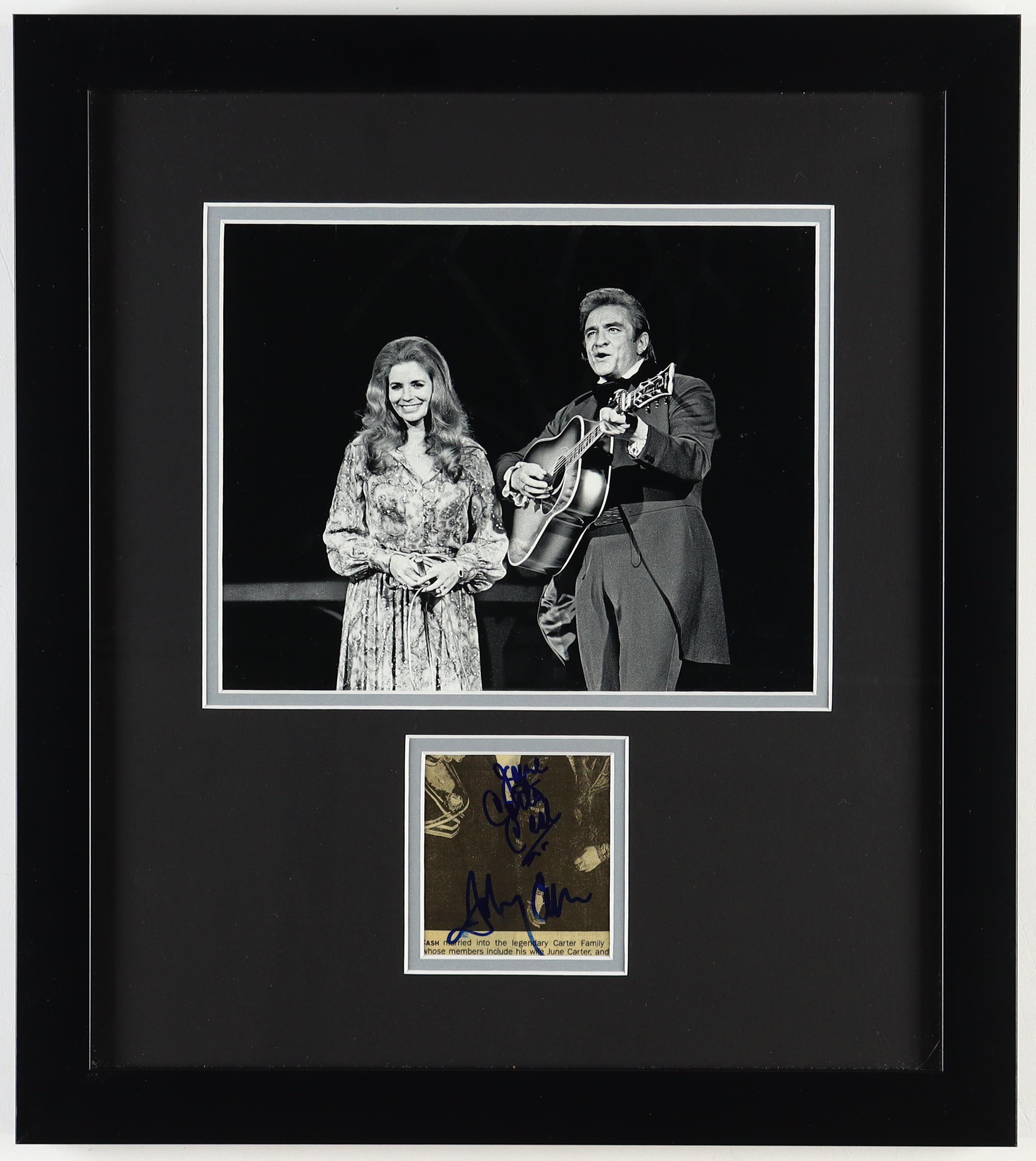 Johnny Cash & June Carter Cash Signed Custom Framed Newspaper Cut ...