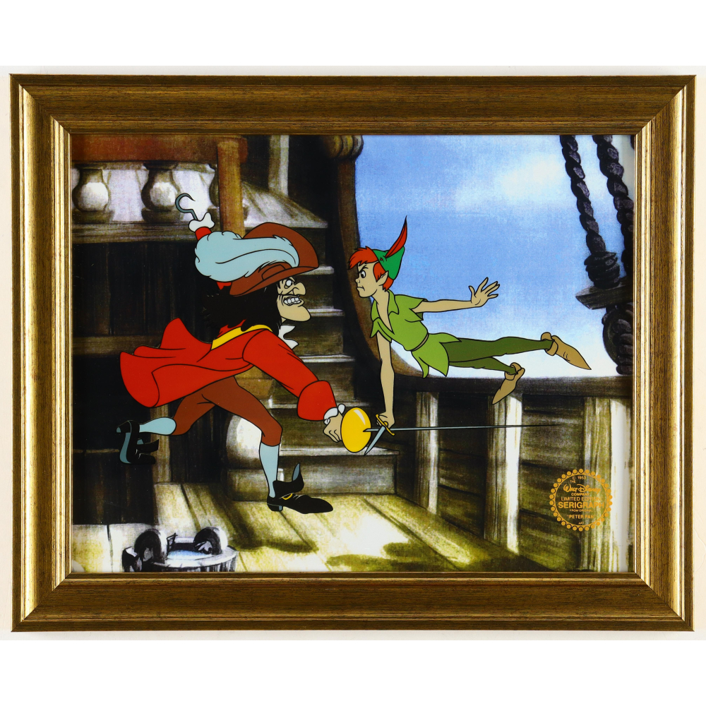 Walt Disney LE "Peter Pan" Custom Framed Two-Piece Animation Cel ...