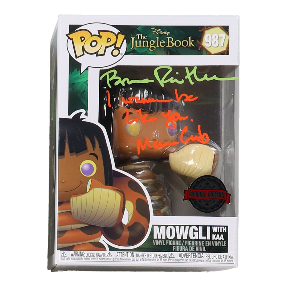 Bruce Reitherman Signed Le The Jungle Book 987 Mowgli With Kaa Funko Pop Inscribed I Wanna
