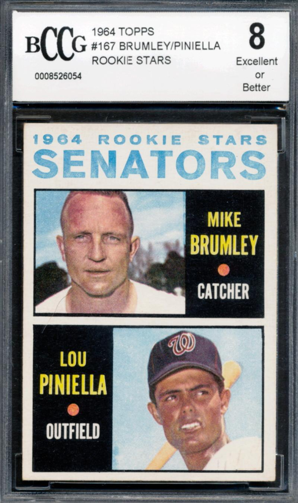 Lou Piniella / Mike Brumley 1964 Topps #167 Rookie Stars RC (BCCG 8 ...