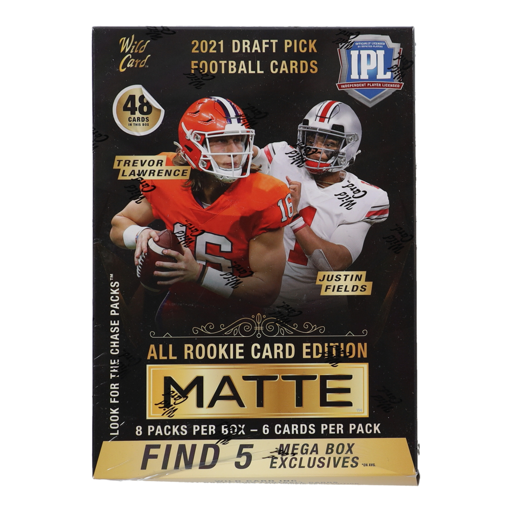 2021 Wild Card Football Draft Pick Gold Matte Mega Box with (8) Packs ...