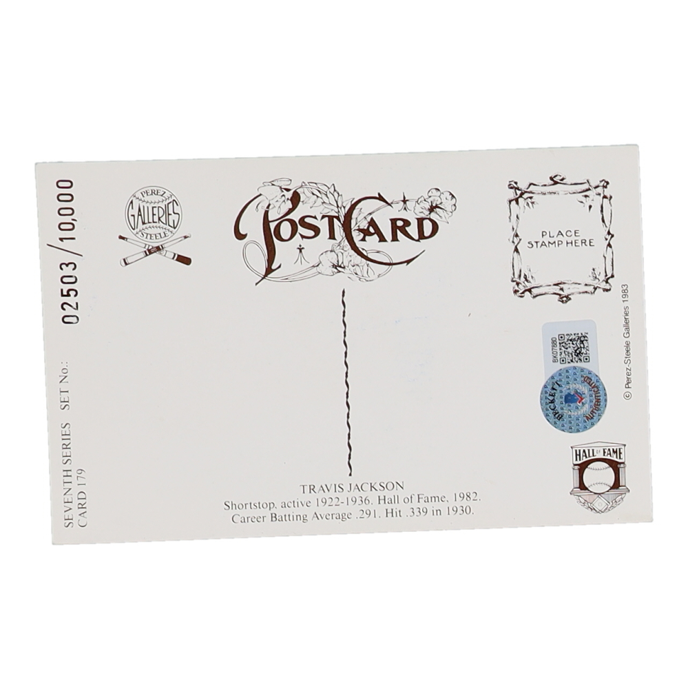 Travis Jackson Signed Giants LE Perez Steele Galleries Hall of Fame ...