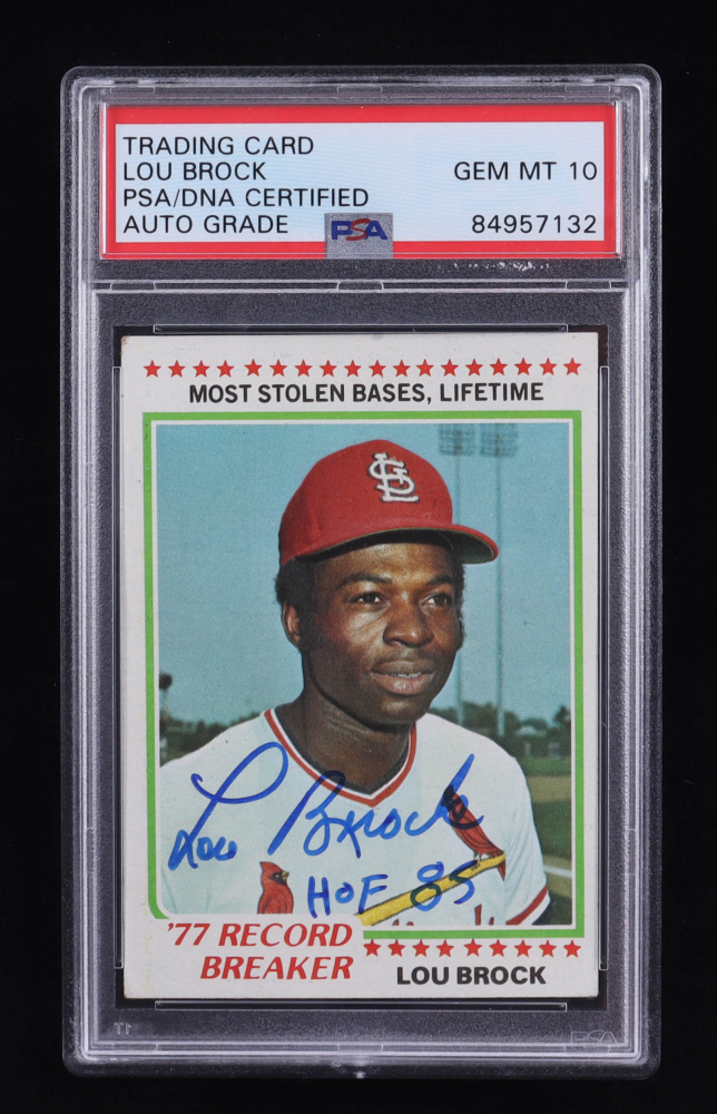 Lou Brock Signed 1978 Topps #1 RB Inscribed "HOF 85" (PSA | Auto 10 ...