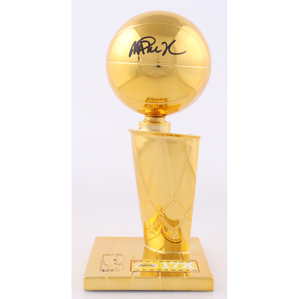 Magic Johnson Signed "Lakers 17x Champions" 12" Mini NBA Replica Trophy ...