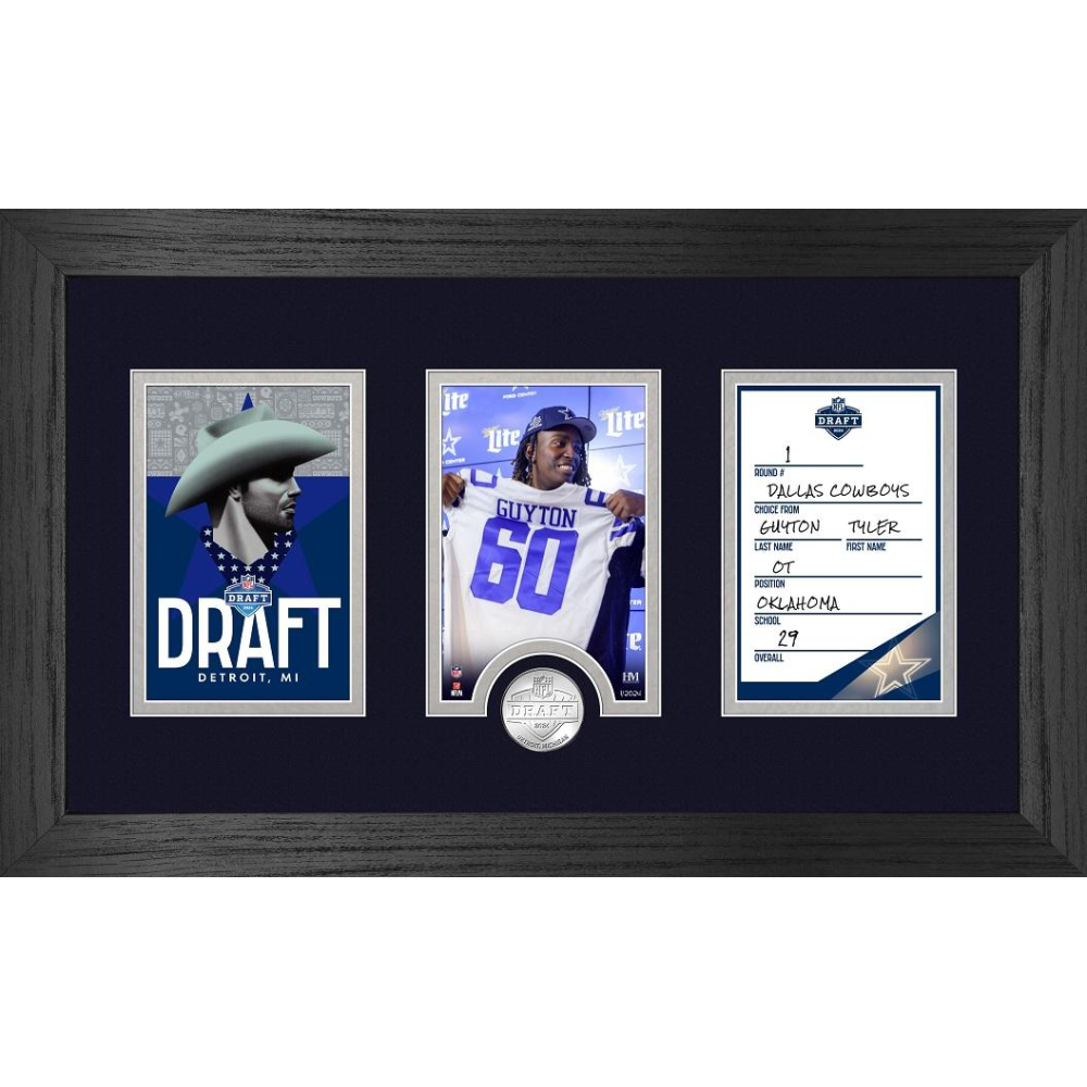 Tyler Guyton Cowboys LE Custom Framed Draft Photo with Silver Coin ...