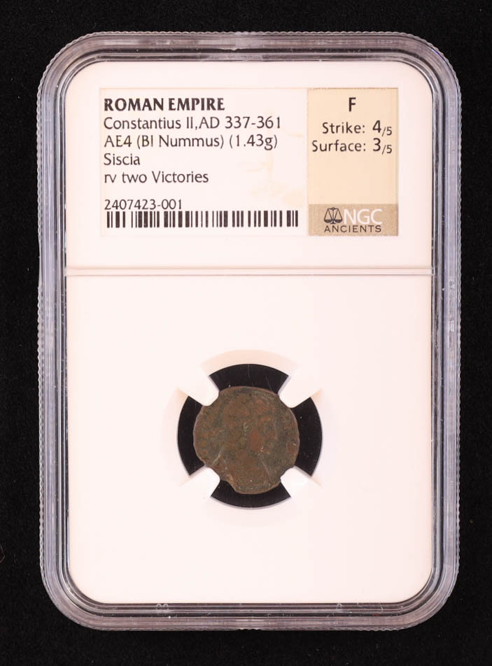 Roman Empire - Constantius II, AD 337-361, AE4 - Siscia, Reverse Two ...