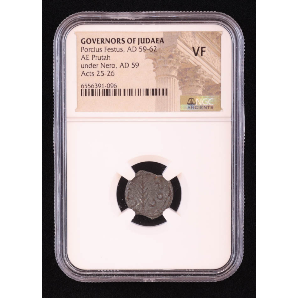 Governors of Judaea - Porclus Festus, AD 59-62, AE Prutah, under Nero ...