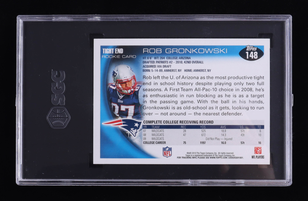 Rob Gronkowski 2010 Topps #148A RC (SGC 9.5) | Pristine Auction