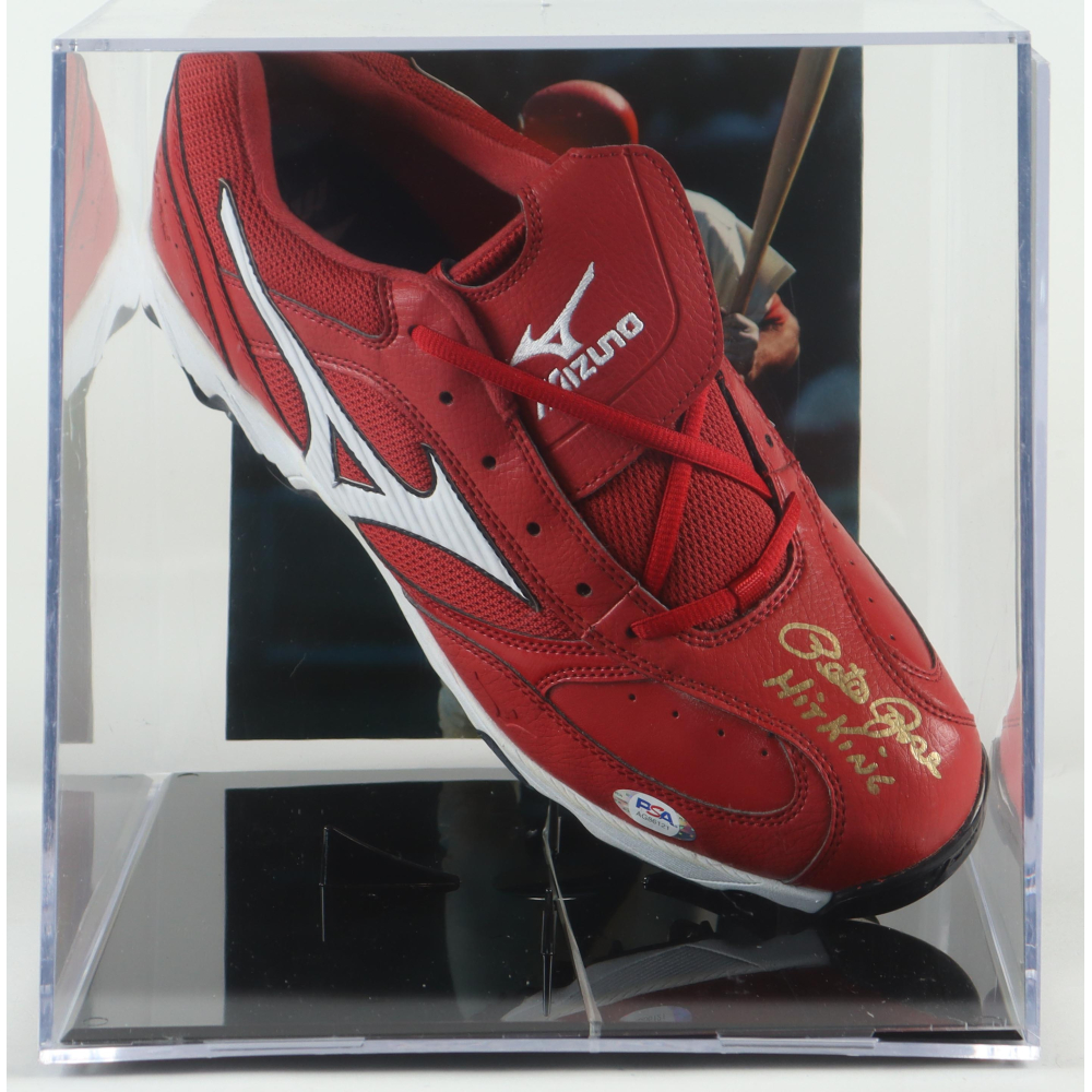 Pete Rose Signed Mizuno Baseball Cleat Inscribed "Hit King" with Photo ...