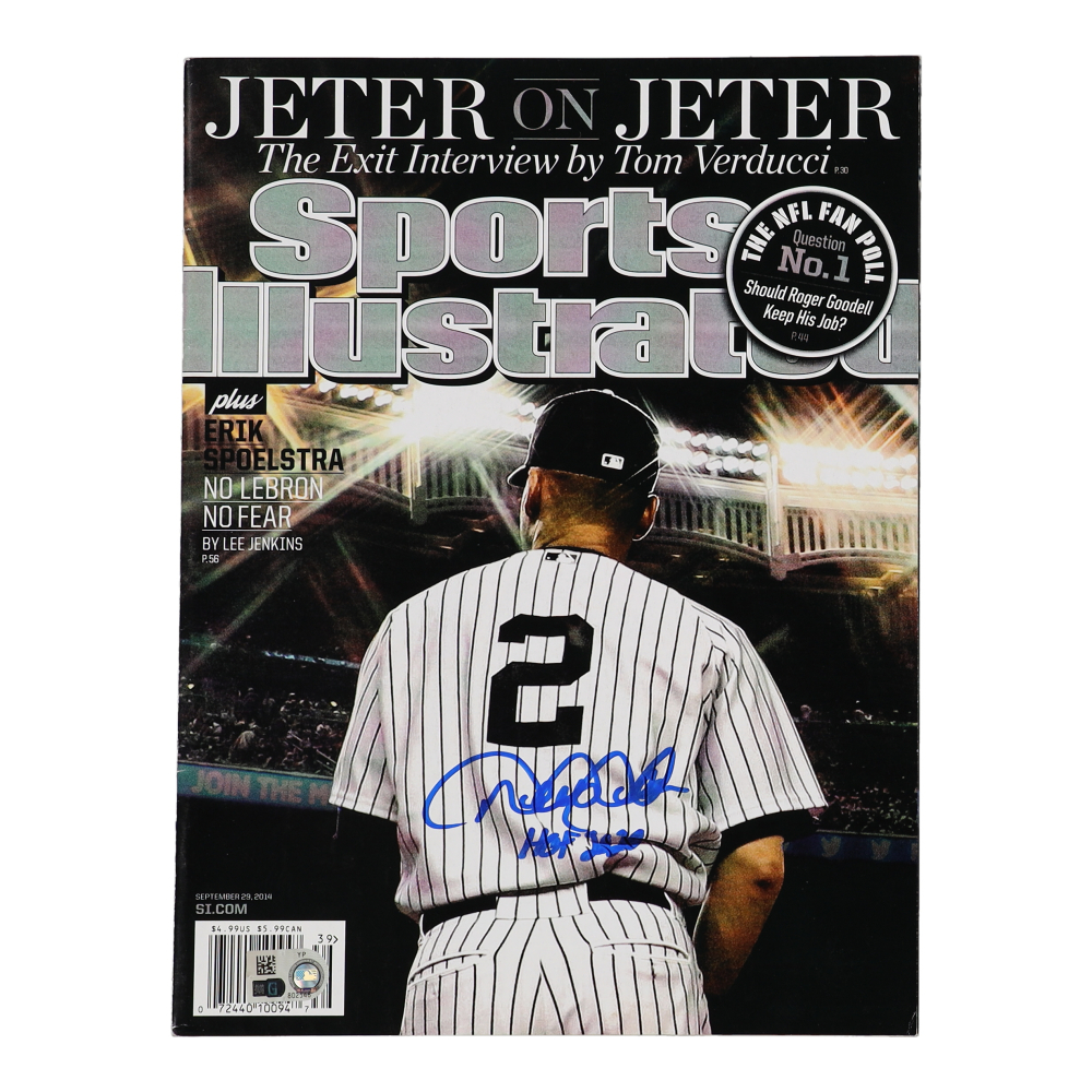 Derek Jeter Signed 2014 Sports Illustrated Full Magazine Inscribed "HOF ...