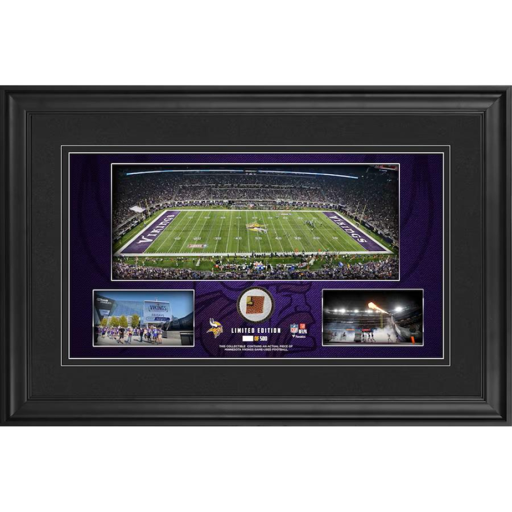 Vikings LE Custom Framed Stadium Panoramic Photo Display with Piece of ...