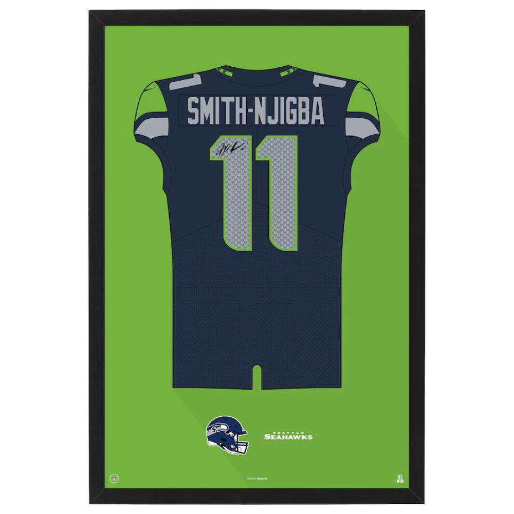 Jaxon Smith-Njigba Seahawks Custom Framed Jersey Art Print | Pristine ...