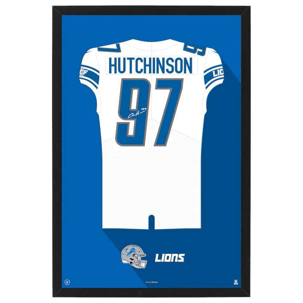 Aidan Hutchinson Lions Custom Framed Jersey Art Print | Pristine Auction