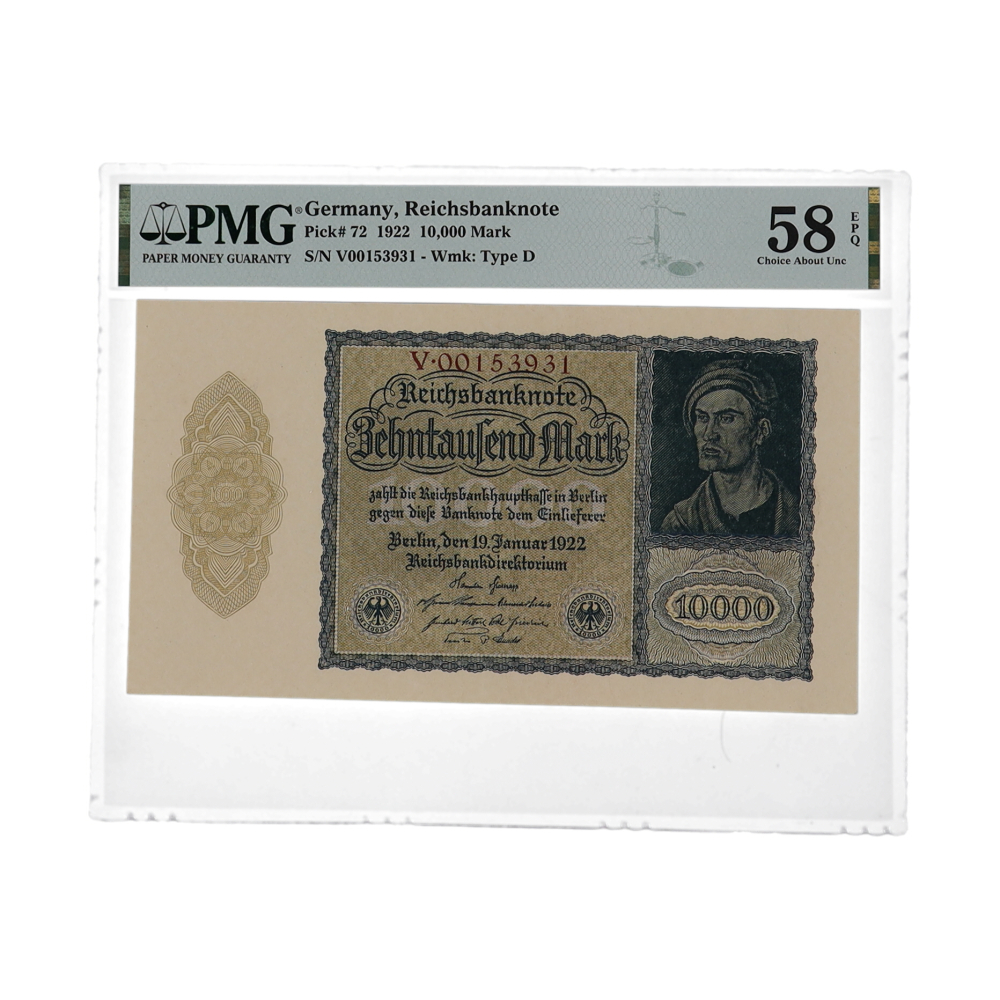 1922 Germany Reichsbanknote - 10,000 Mark (PMG Choice About Unc 58 ...