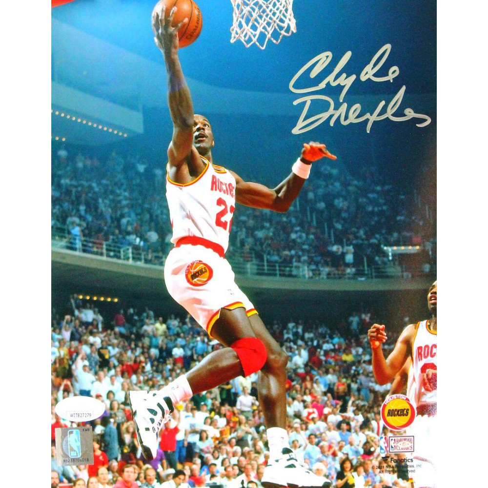 Clyde Drexler Signed Rockets 8x10 Photo (JSA) | Pristine Auction