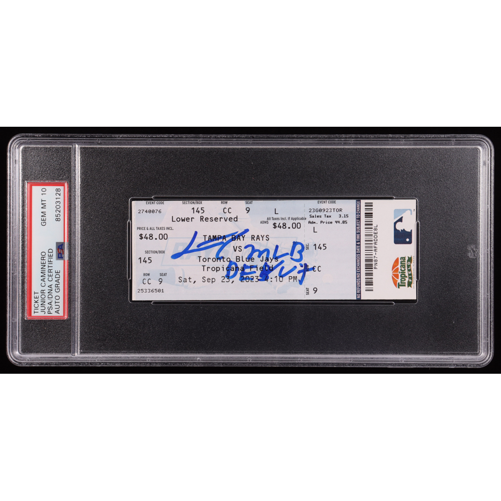 Junior Caminero Signed 2023 Tampa Bay Rays MLB Debut Game Ticket ...