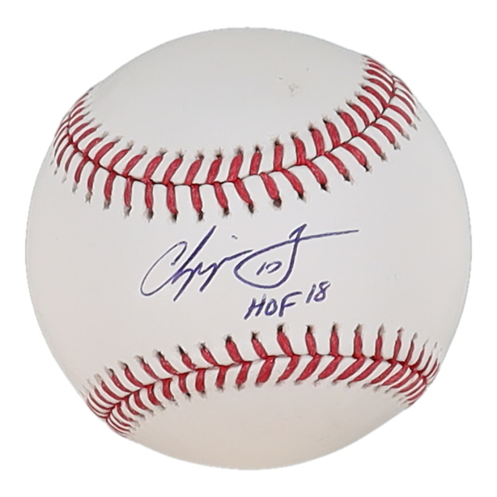 Chipper Jones Signed OML Baseball Inscribed "HOF 18" (Beckett ...