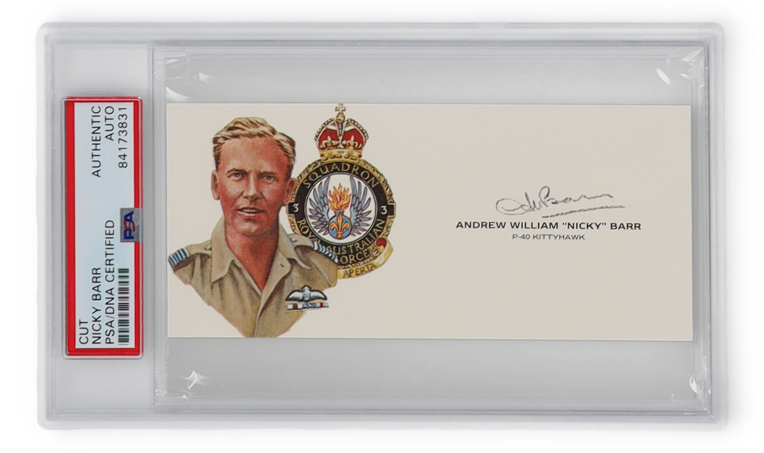 Australian WWII Ace Nicky Barr Signed Cut With Portrait (PSA ...