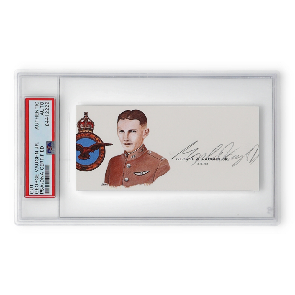 WWI Ace George Vaughn Jr. Signed Signed Cut with Portrait (PSA ...