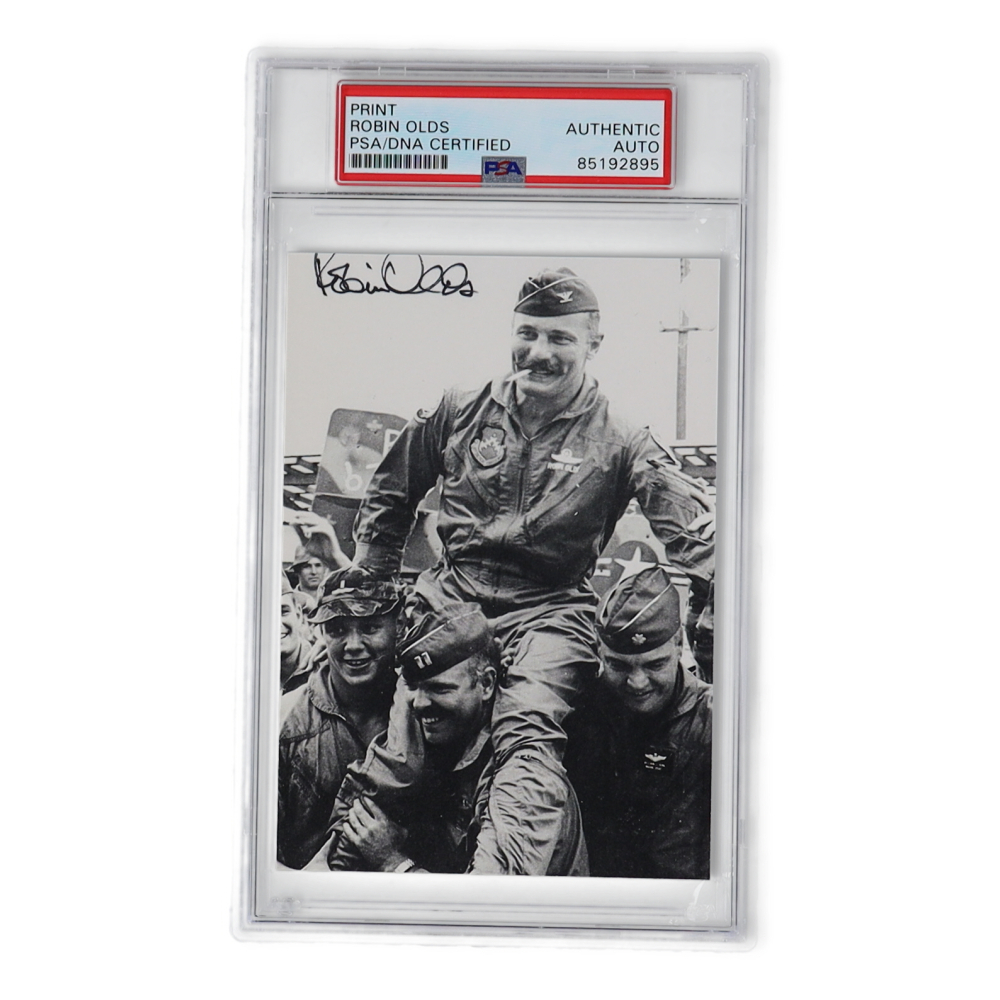Robin Olds Signed 3x5 Print WWII Vietnam Triple Ace (PSA) | Pristine ...
