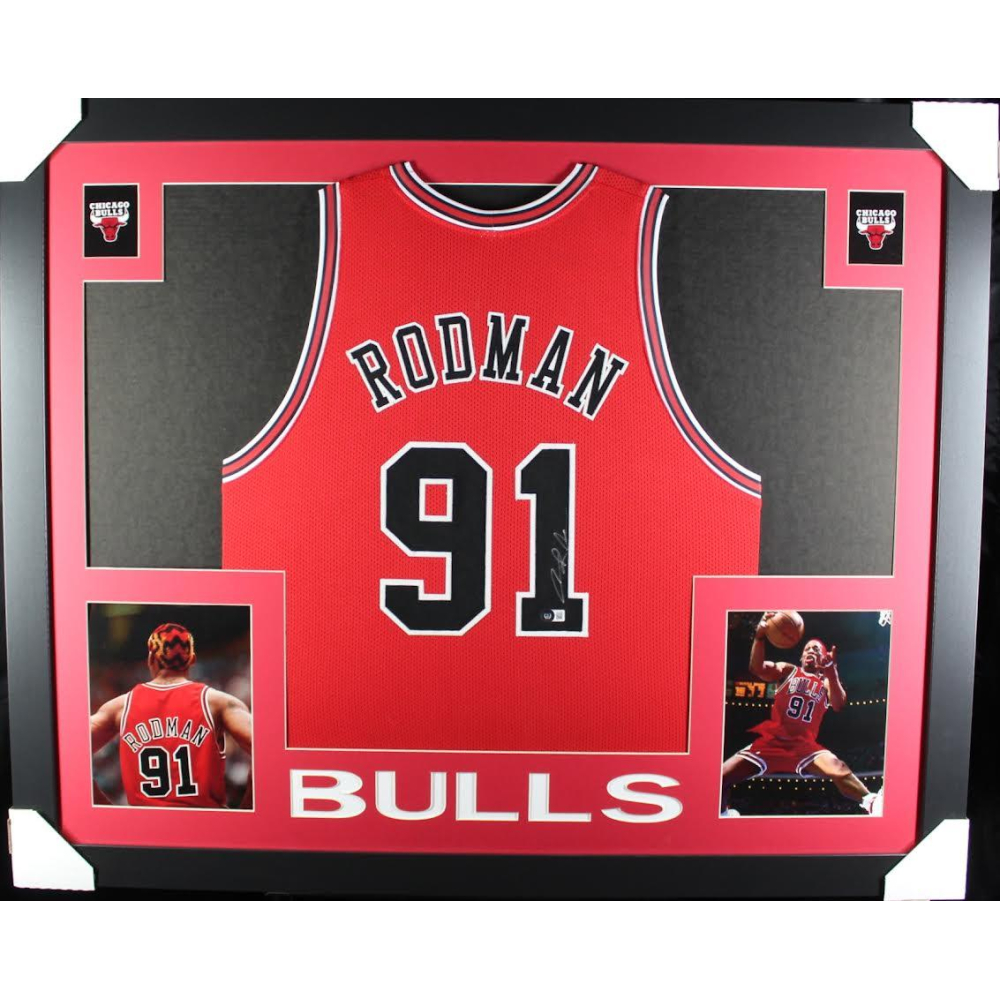 Dennis Rodman Signed Custom Framed Jersey Display (Beckett) | Pristine ...