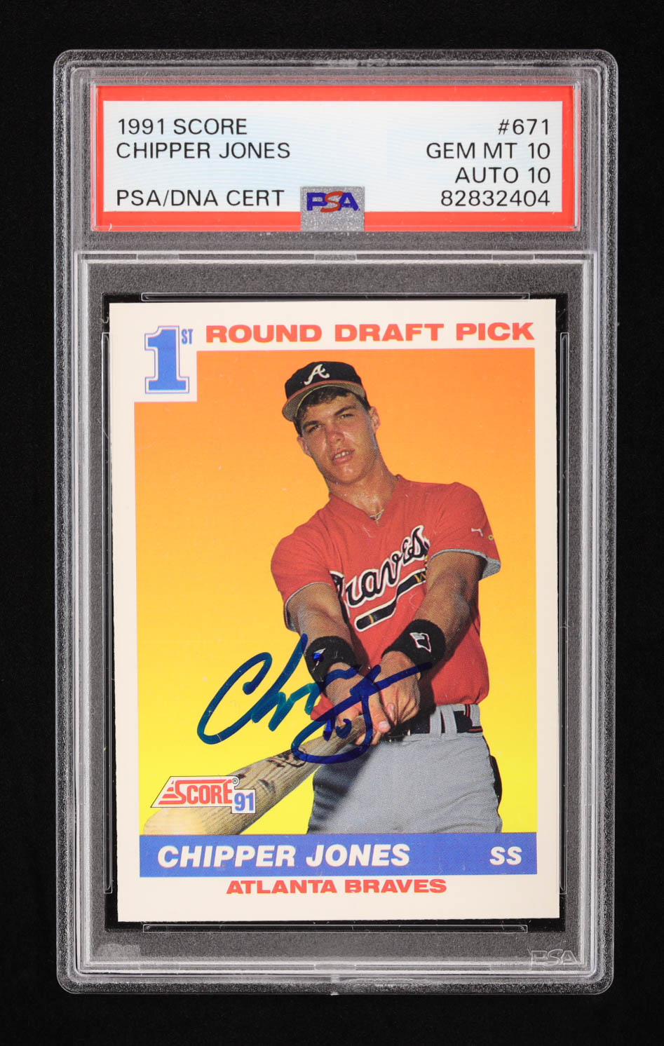 Chipper Jones Signed 1991 Score #671 RC (PSA | Auto 10) | Pristine Auction