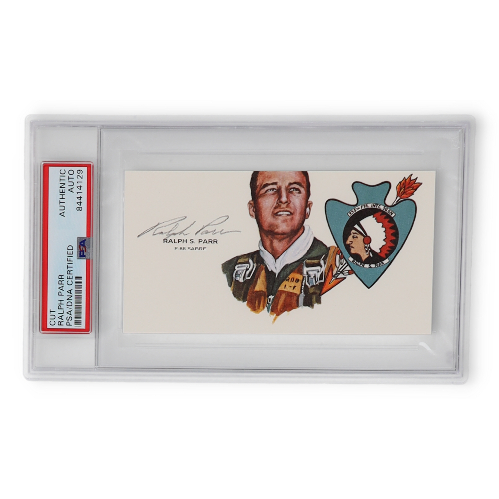 Ralph Parr Signed Cut with Portrait Korean War Ace 10 Victories (PSA ...