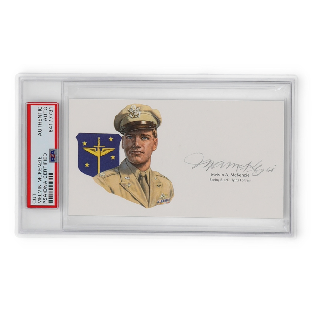 Melvin McKenzie Signed Cut with Portrait WWII 19th BG Pilot (PSA ...