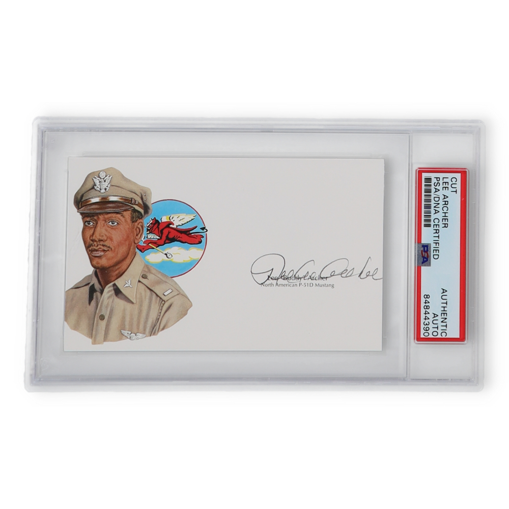 Lee Archer Signed 3x5 Cut With Portrait WWII Tuskegee Airmen (PSA ...