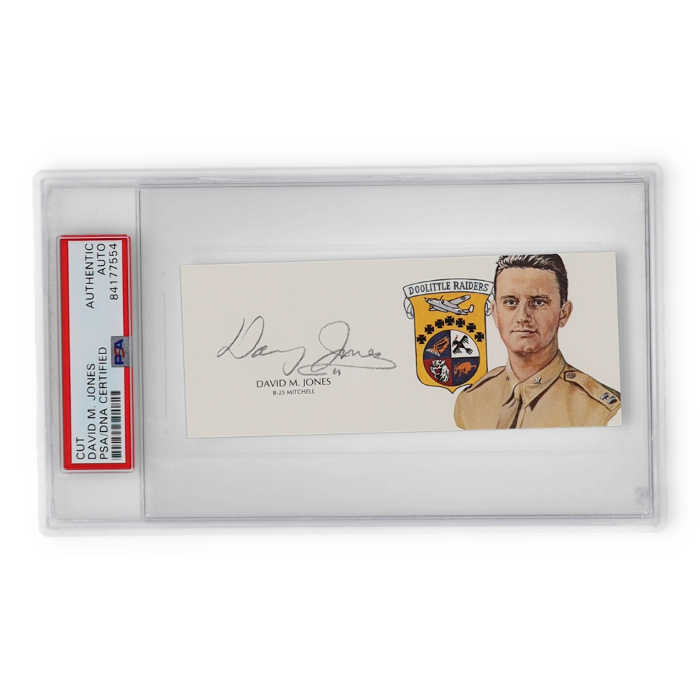 Davy Jones Signed Cut With Portrait WWII Doolittle Raider Pilot (PSA ...