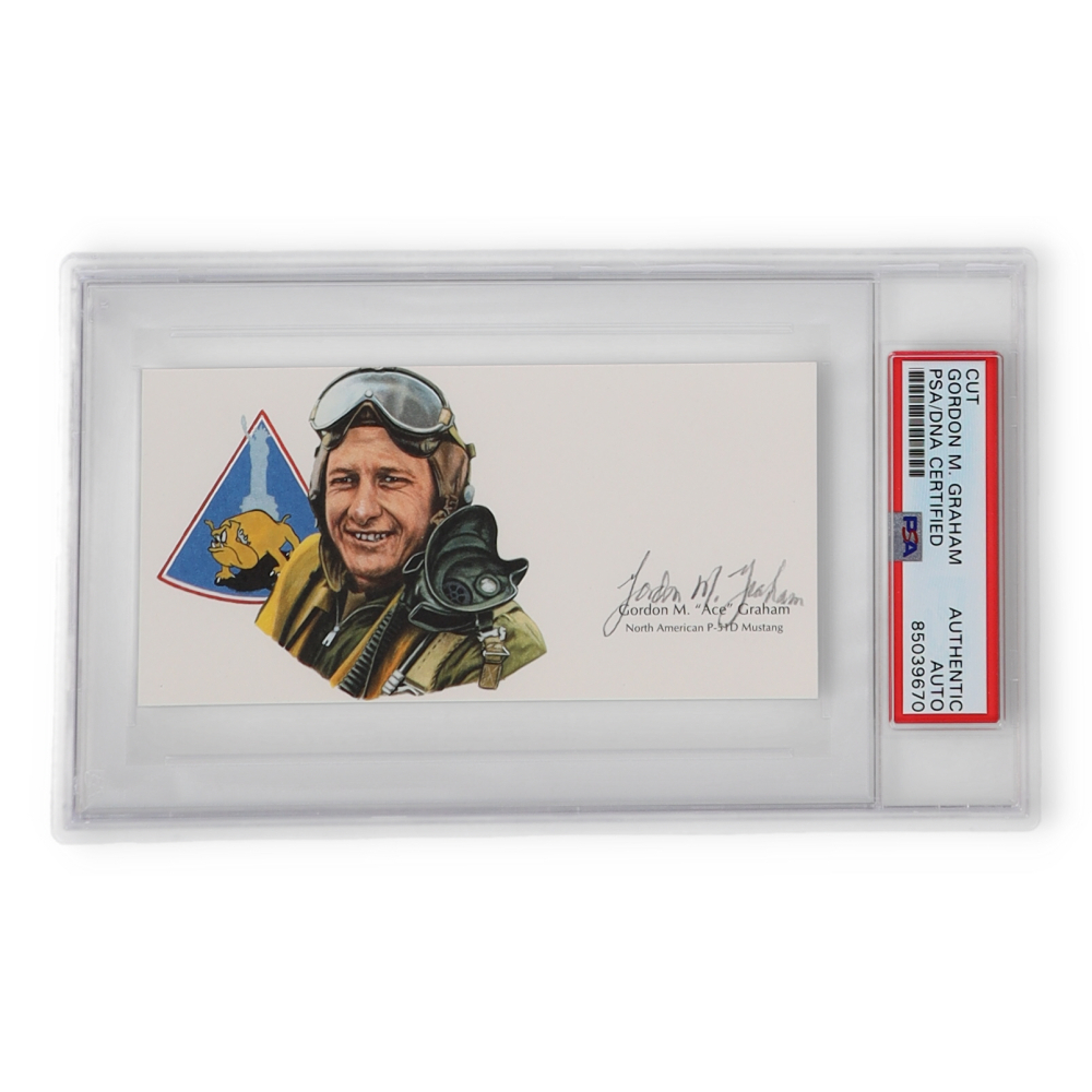 Gordon Graham Signed Cut With Portrait WWII 355 FG Ace 7 Victories (PSA ...