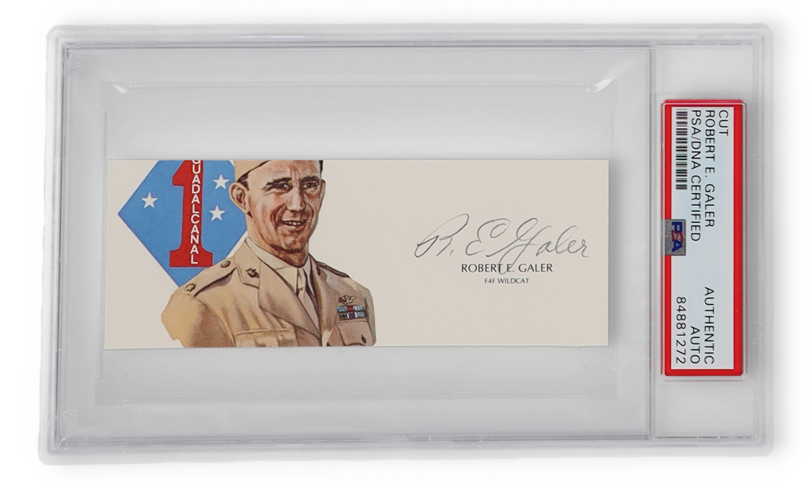 Robert Galer Signed Cut With Portrait WWII USMC Ace 13 Victories (PSA ...