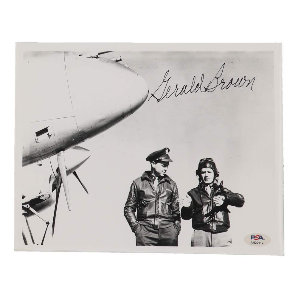 Gerald Brown Signed 8x10 Photo WWII 55th FG Ace 5 Victories (PSA ...