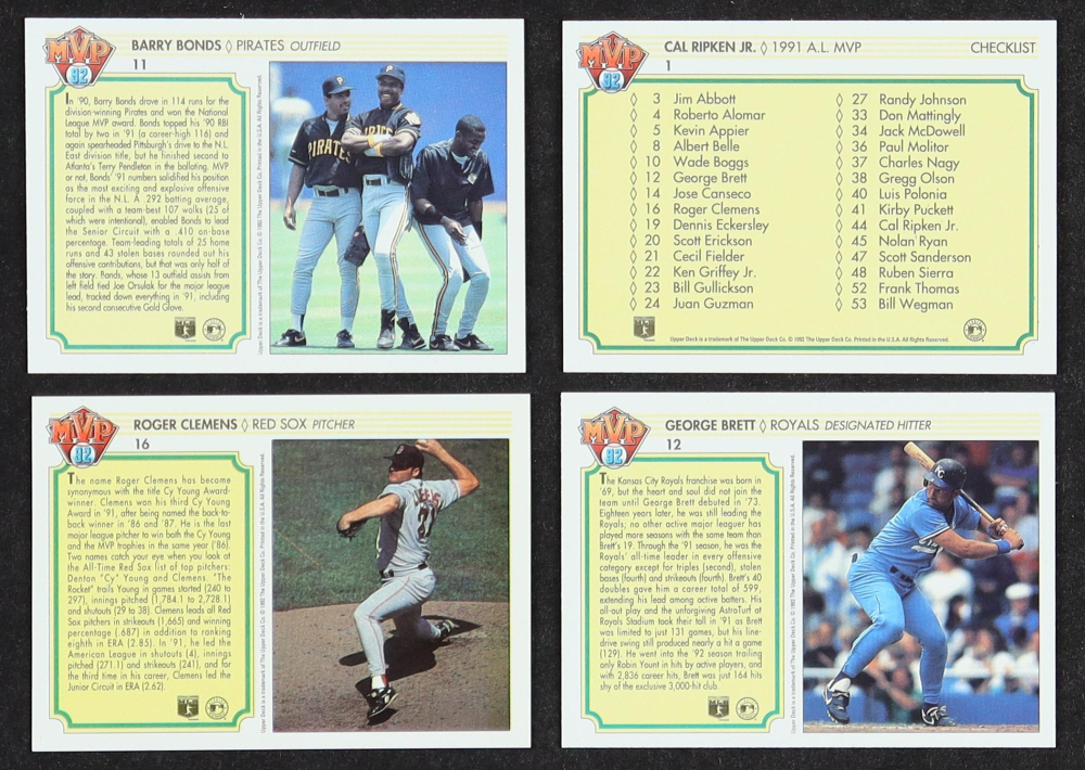 1992 Upper Deck Team MVP Holograms Baseball LE Complete Set of (54 ...
