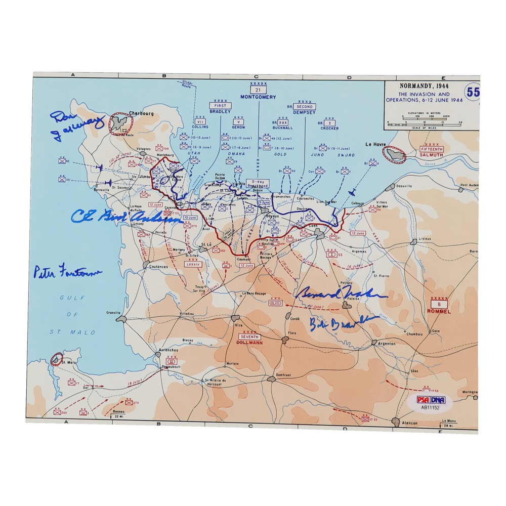 D-Day Veterans D-Day Invasion Map 8x10 Photograph with (5) D-Day ...