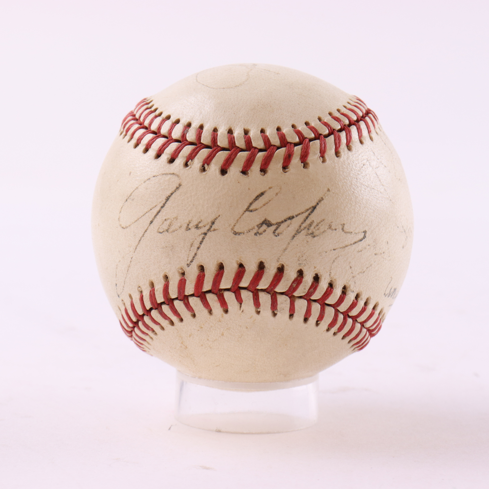 1940s Celebrities Harwood OL Baseball Signed by (5) with Gary Cooper ...