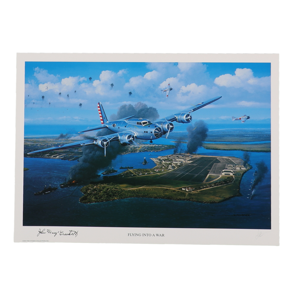 John Davy Crockett Signed 'Flying Into A War' 11x16 Lithograph (AIV ...