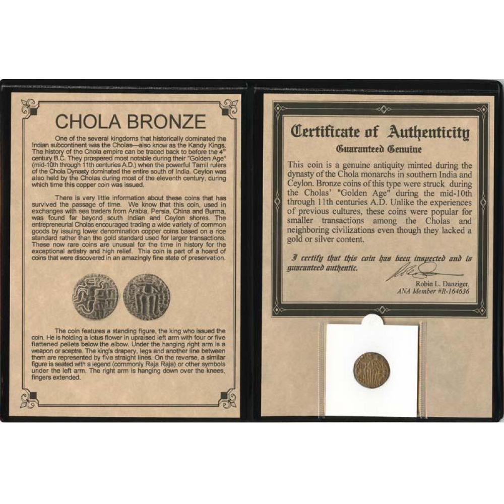 "Chola Dynasty" Bronze Coin in Album | Pristine Auction