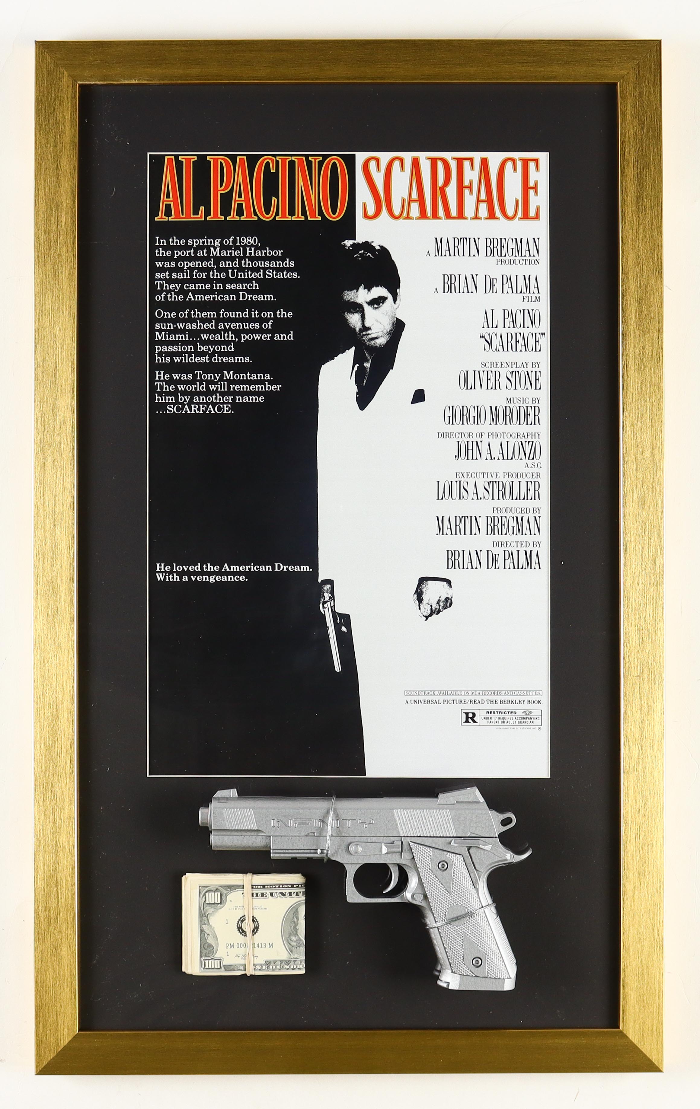 "Scarface" Custom Framed Movie Poster Display with Prop Replica Money ...