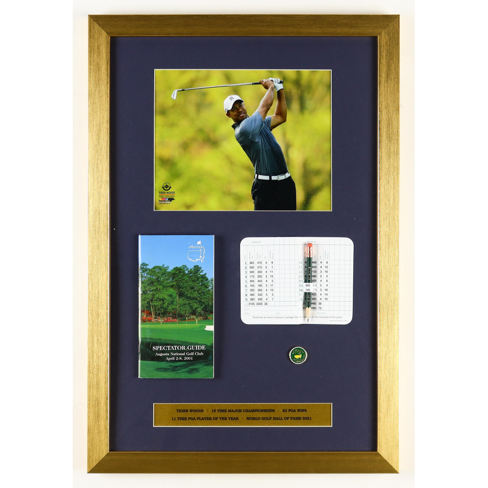 Tiger Woods Custom Framed Photo Display With 2001 On-Site Tournament ...