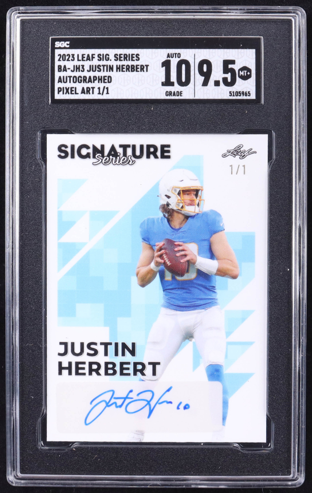 Justin Herbert 2023 Leaf Signature Series Pixel Art 1 #BAJH3 RC #1/1 ...