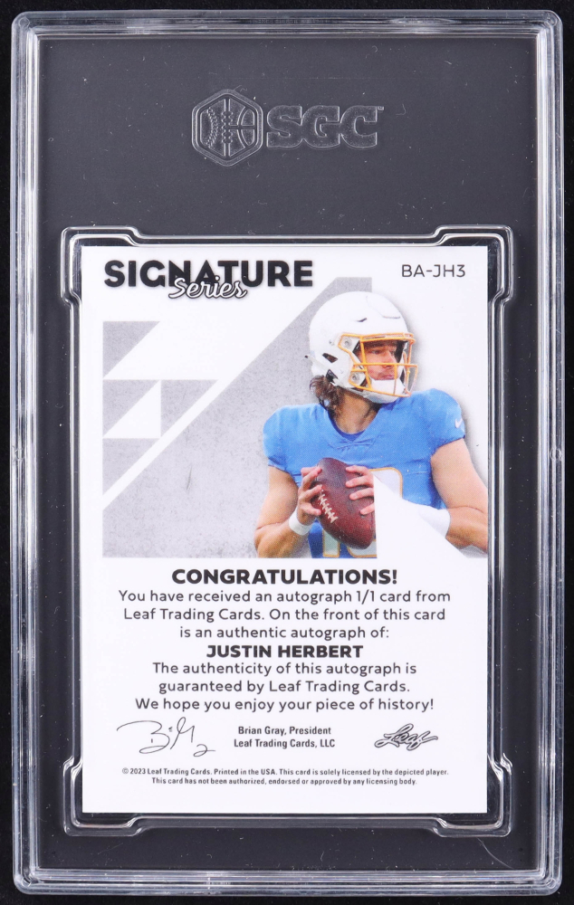 Justin Herbert 2023 Leaf Signature Series Pixel Art 1 #BAJH3 RC #1/1 ...