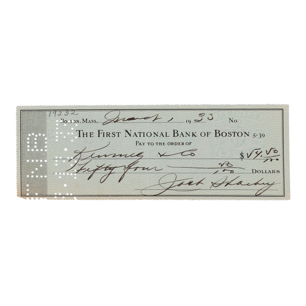 Jack Sharkey Signed 1933 Personal Bank Check (JSA) | Pristine Auction