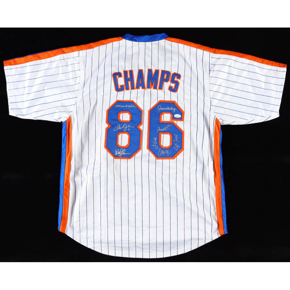 "1986 Mets Champions" Jersey Signed By (8) Mookie Wilson, Ronald ...