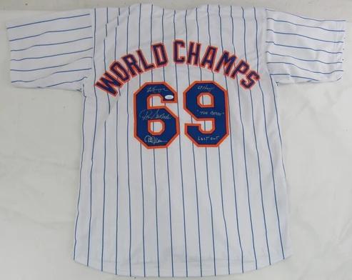 Cleon Jones, Ed Kranepool & Ron Swoboda Signed Jersey Inscribed "69 ...