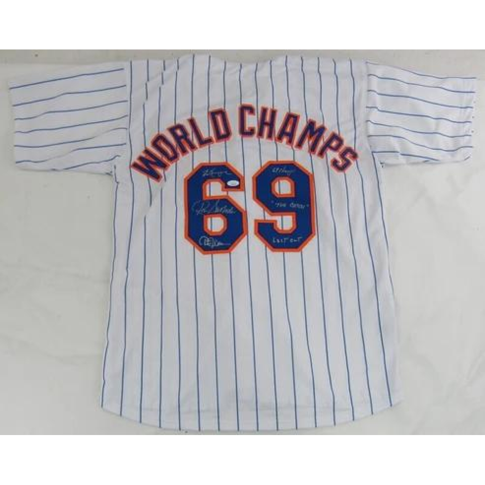 Cleon Jones, Ed Kranepool & Ron Swoboda Signed Jersey Inscribed "69 ...