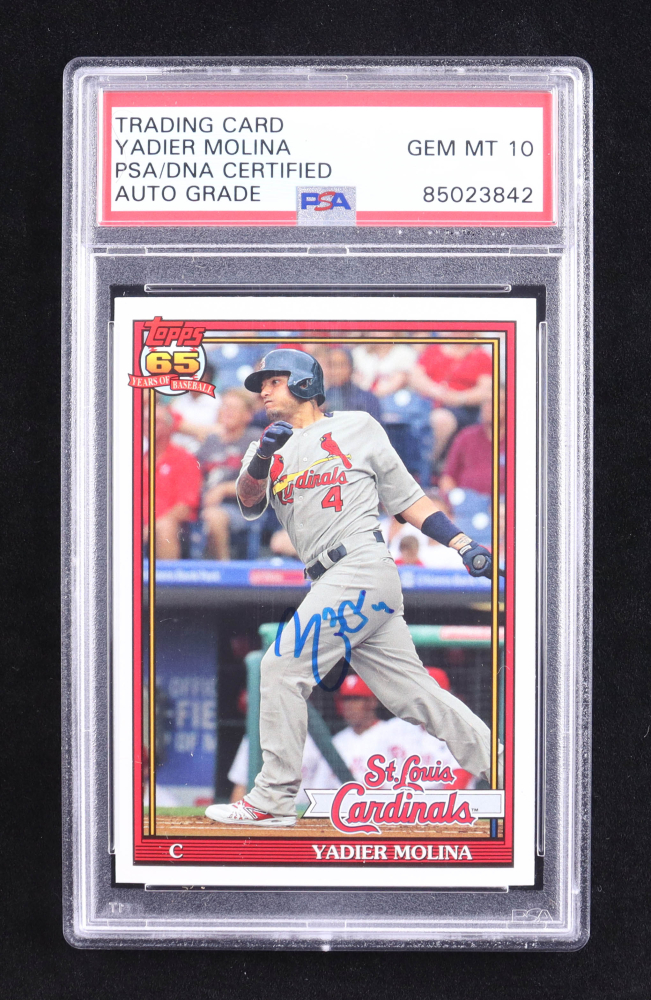 Yadier Molina Signed 2016 Topps Archives #202 (PSA | Auto 10 & JSA ...