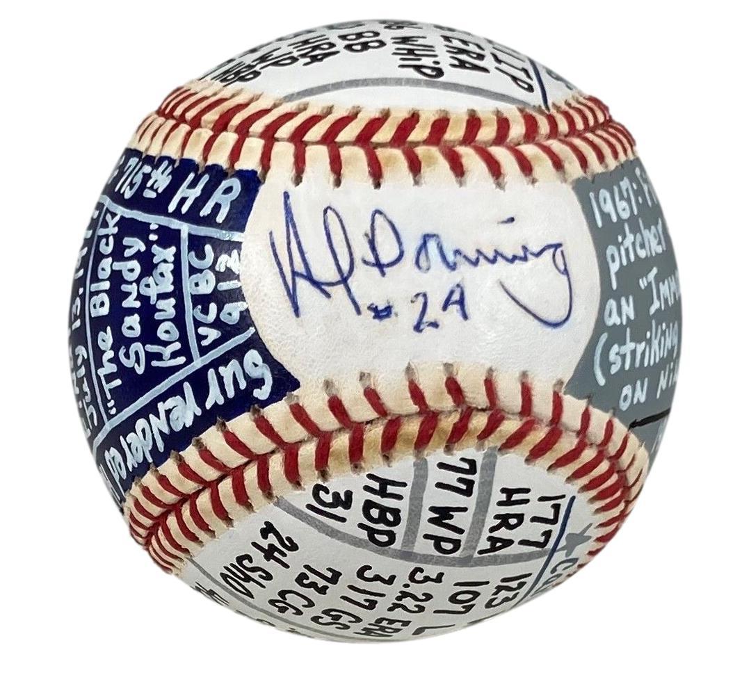 Al Downing Signed OML Baseball Hand-Painted by Dennis C. Purdy (JSA ...